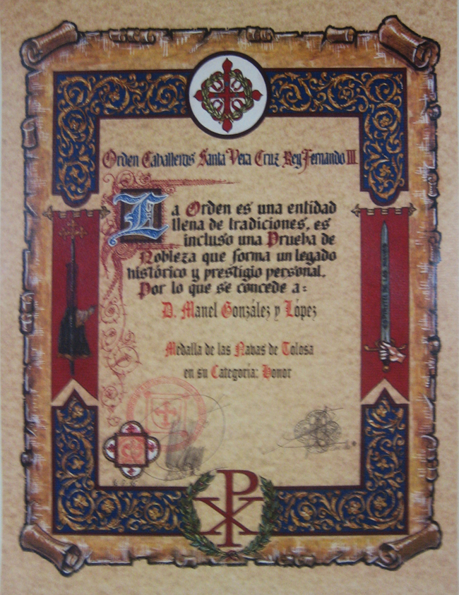 Entrega de la Medalla de Honor a este redactor por la Orden de ...